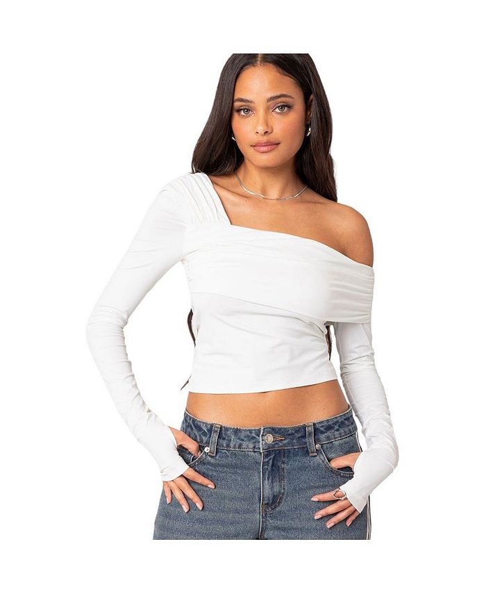 Edikted Women's Asymmetric fold over top - Macy's