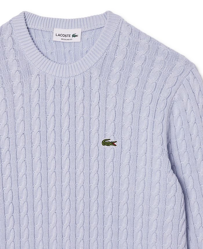 Lacoste Men's Regular-Fit Cable-Knit Crewneck Sweater - Macy's