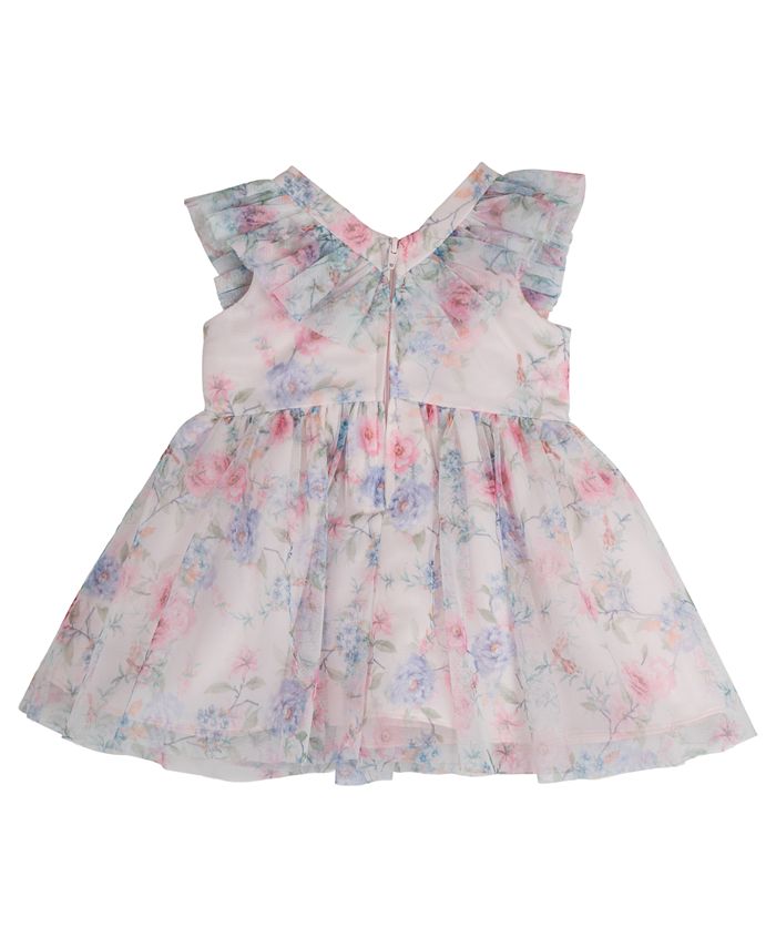 Rare Editions Baby Girls Floral Mesh Social Dress with Diaper Cover ...
