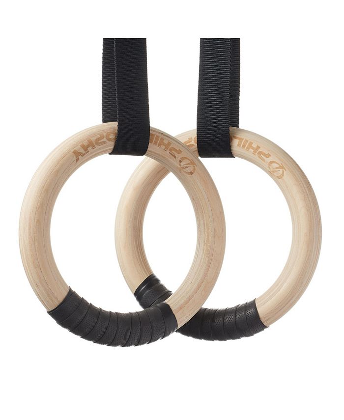 Philosophy Gym Wood Gymnastic Rings 1.25" Grip - Exercise Ring Set with ...