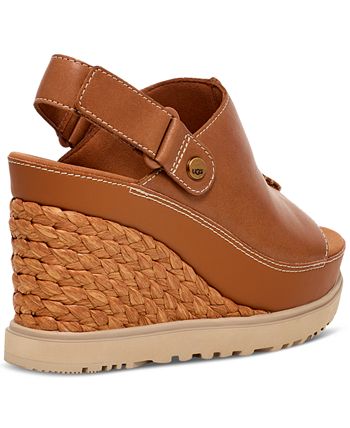 UGG® Women's Abbot Slingback Raffia-Wedge Sandals - Macy's