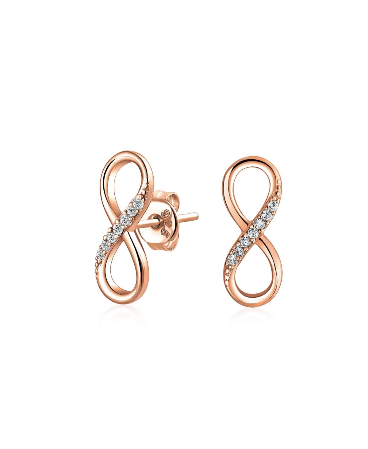 Bling Jewelry Infinity Love Knot Cz Stud Earrings in Sterling Silver - Rose