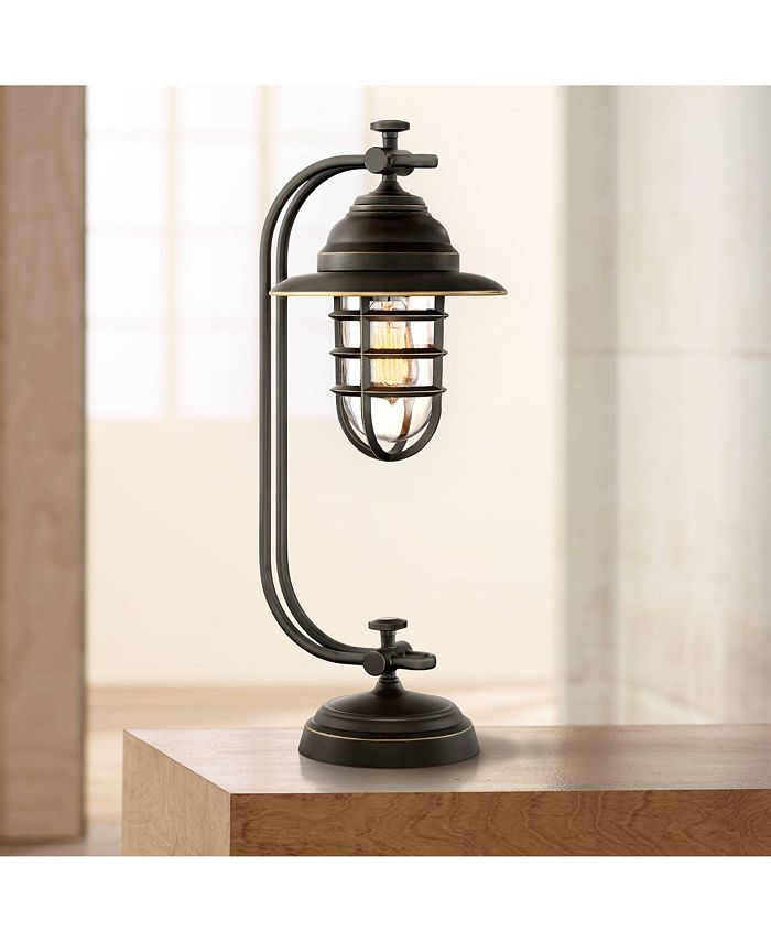 Franklin Iron Works Knox Industrial Desk Table Lamp 24" High Oil Rubbed ...