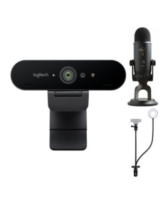 Logitech 4K Pro Webcam, Blue Microphones Yeti Blackout, Ring Light ...