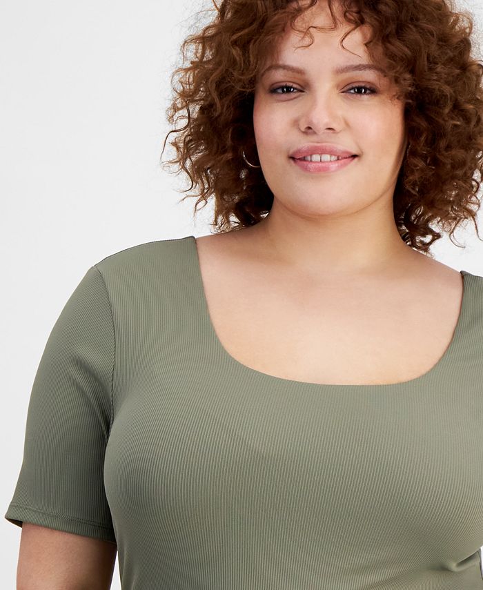 And Now This Trendy Plus Size Second Skin Scoop-Neck Top - Macy's