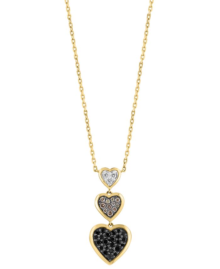 EFFY Collection EFFY® Multicolor Diamond Triple Heart Drop Pendant ...