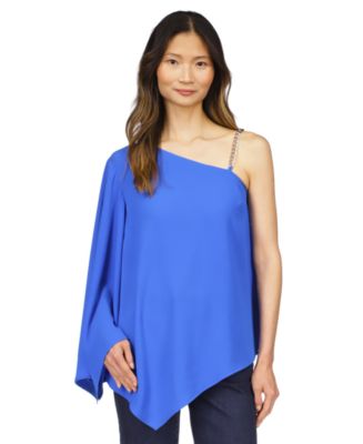 MICHAEL Michael Kors Women's Crepe Asymmetric Chain-Strap Top - Macy's