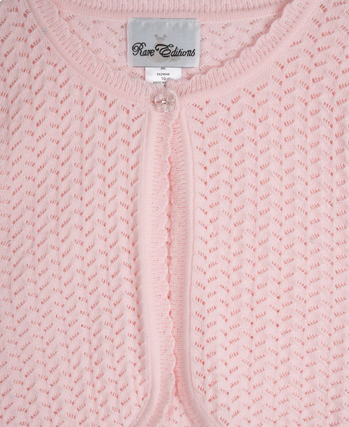 Rare Editions Big Girls Crochet Cardigan Sweater - Macy's