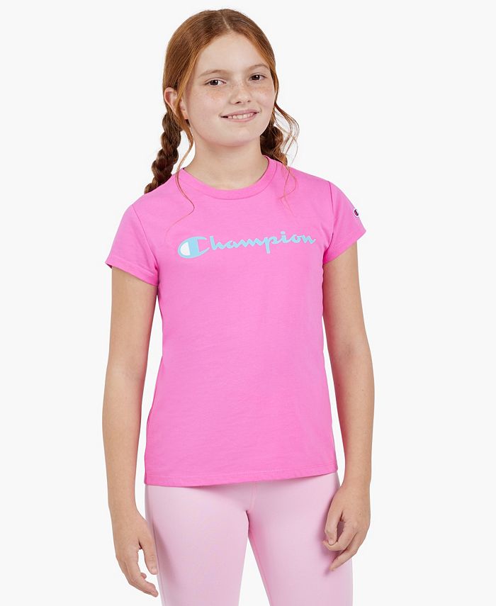 Champion Big Girls Classic Script Logo T-shirt - Macy's