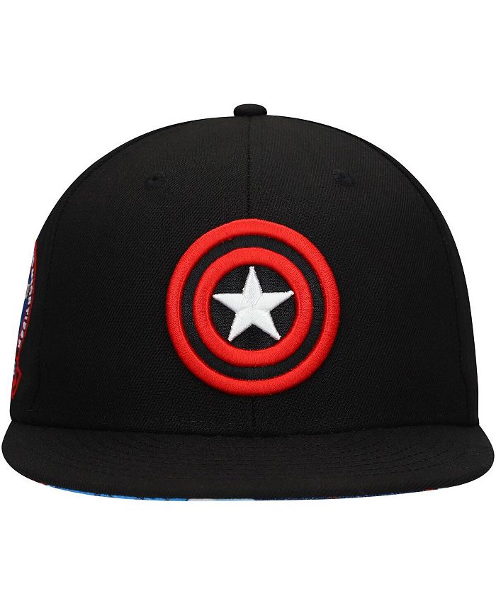 Lids Men's Black Captain America Marvel 60th Anniversary Snapback Hat ...