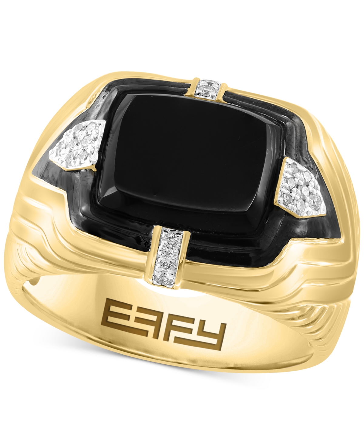 Click here for Effy Mens Onyx & Diamond (1/10 ct. t.w.) Ring in G... prices