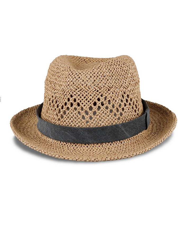 Levi's Men's Packable Open Weave Fedora Hat with Two Interchangeable ...