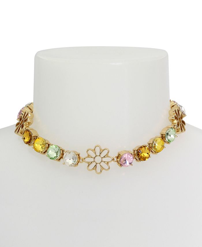 Betsey Johnson Faux Stone Daisy Gem Collar Necklace - Macy's