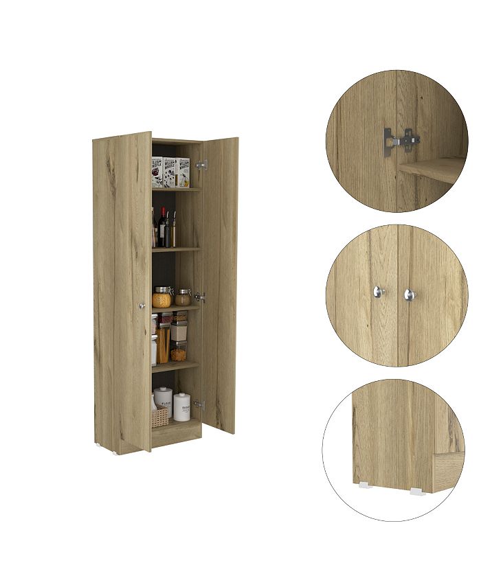 Simplie Fun Multi Storage Cabinet, Double Door, Five Shelves - Light ...