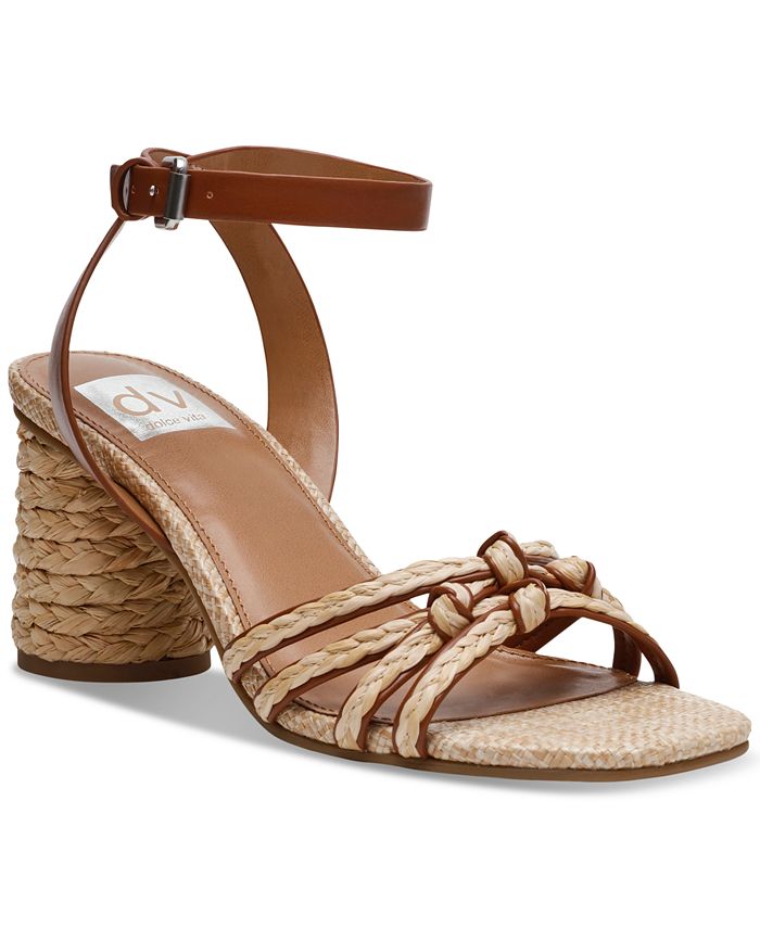 DV Dolce Vita Women's Fleetwood Knotted Raffia Block-Heel City Sandals ...