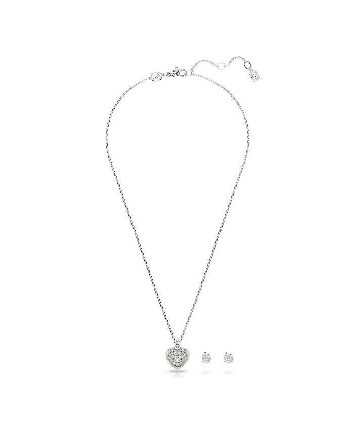 Swarovski Hyperbola, Heart, White, Rhodium Plated Set - Macy's