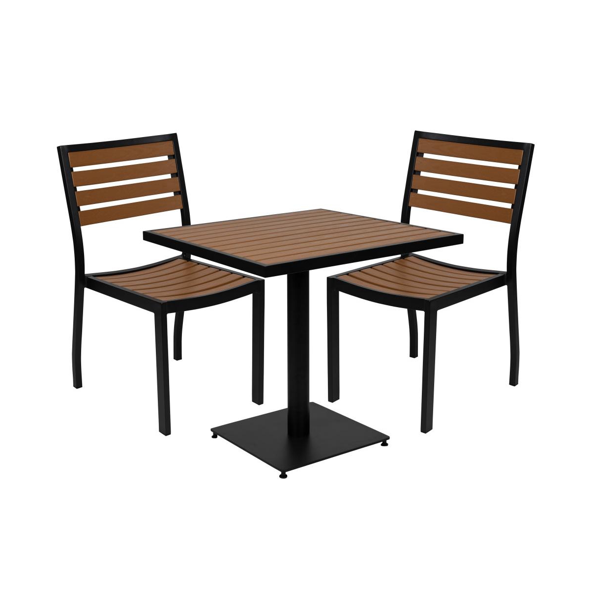 Click here for Kersey 3 Piece Patio Table And Chairs Set Faux Woo... prices