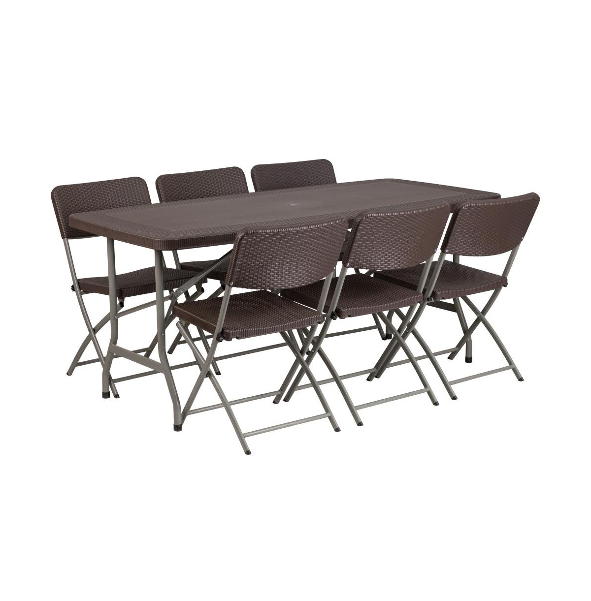 Click here for 5.62-Foot Rattan Indoor-Outdoor Plastic Folding Ta... prices