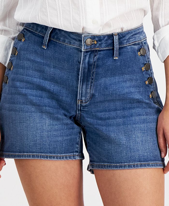 Tommy Hilfiger Women's Greenwich Buttoned-Pocket Denim Sailor Shorts ...