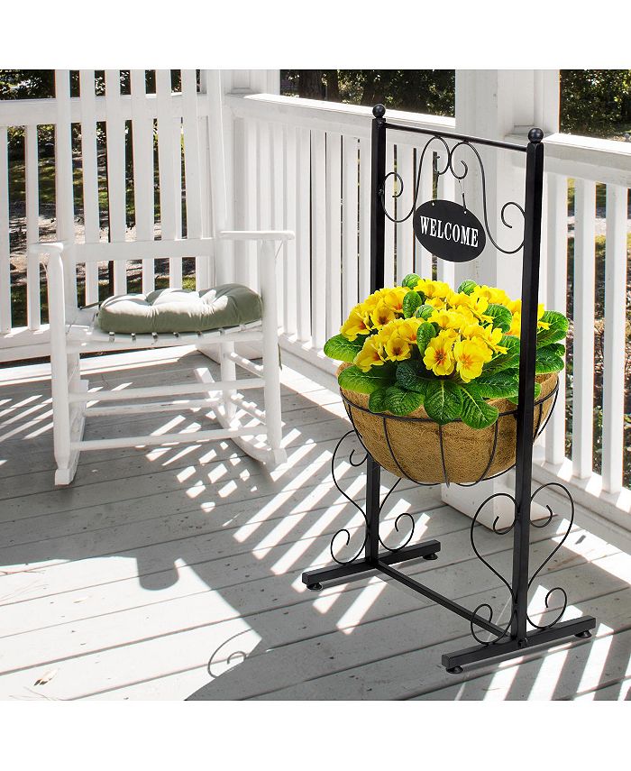 Sorbus Welcome Sign Metal Planter with Coco Liner - Macy's