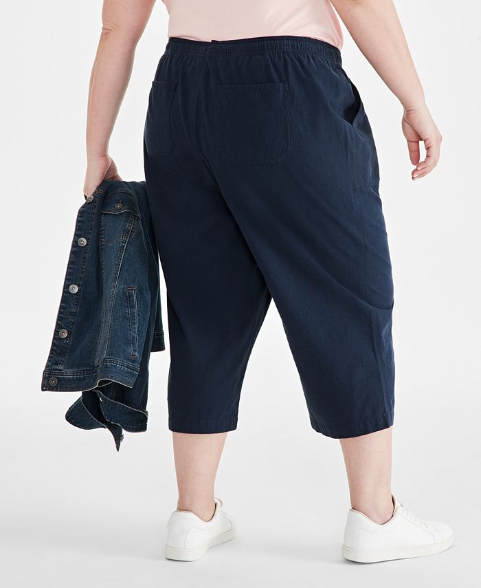 Style & Co Plus Size Cotton Drawstring Capri Pants, Created for Macy's - Macy's