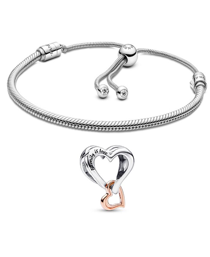 Pandora Sterling Silver Heart Charm Bracelet Gift Set - Macy's