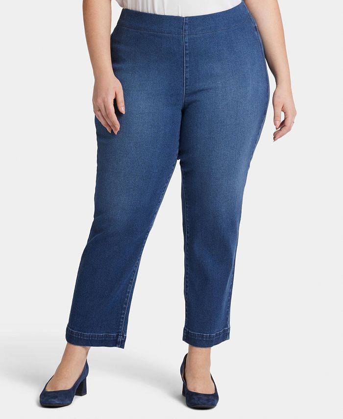 NYDJ Plus Size Bailey Relaxed Straight Ankle Pull-On Jeans - Macy's