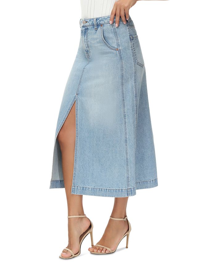 Frye Women's Front-Slit Seamed Denim Skirt - Macy's