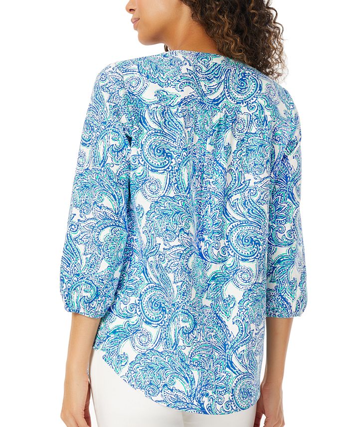 Jones New York Women's Paisley-Print Linen Tunic Top - Macy's