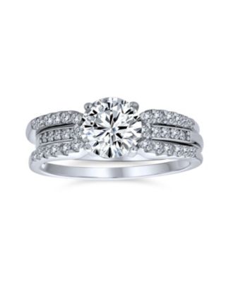 Bling Jewelry 3CT Round Solitaire CZ 3 Row Pave Band Guard Enhancers ...