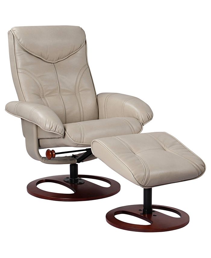 BenchMaster Newport Taupe Swivel Faux Leather Recliner Chair with ...