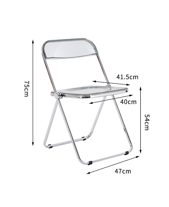 Simplie Fun White Clear Transparent Folding Chair Pc Plastic Living ...
