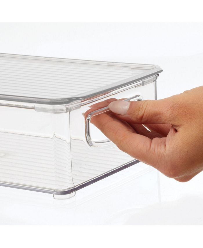 mDesign Plastic Storage Bin Box Container - Lid and Handles - 6 Pack ...