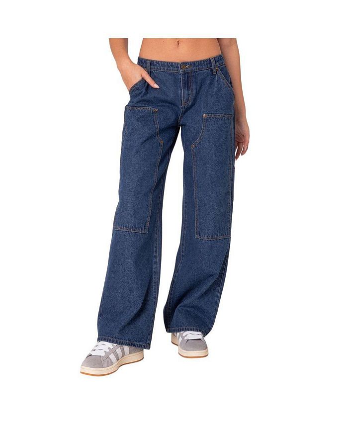 Edikted Women's Ayla low rise carpenter jeans - Macy's