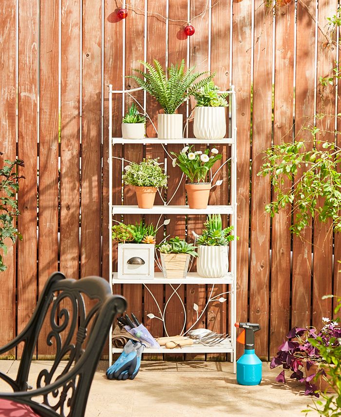 Glitzhome 52" H 4-Tiered Rectangular Metal Shelf Plant Stand or Storage ...