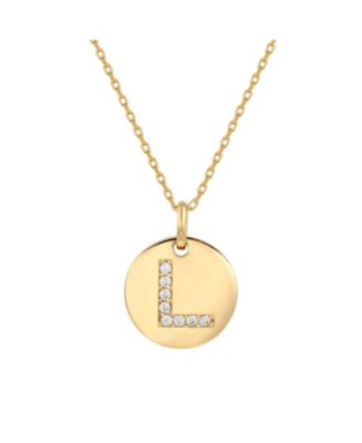 Suzy Levian Sterling Silver Cubic Zirconia Letter "L" Initial Disc ...