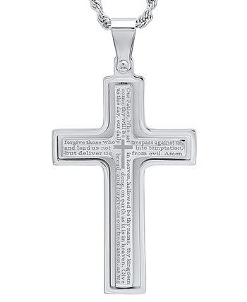 STEELTIME Men's Stainless Steel "Our Father" English Prayer Spinner ...