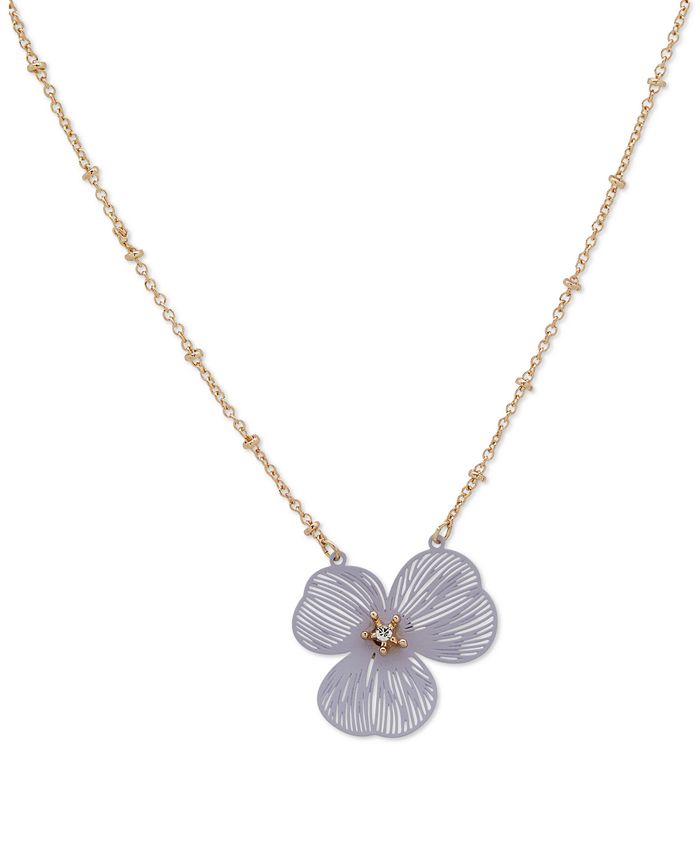 lonna & lilly Gold-Tone Openwork Flower Pendant Necklace, 16" + 3" extender - Macy's