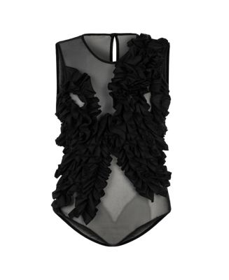 Women's Tulle Bodysuit with Ruffle Detail - Macy's