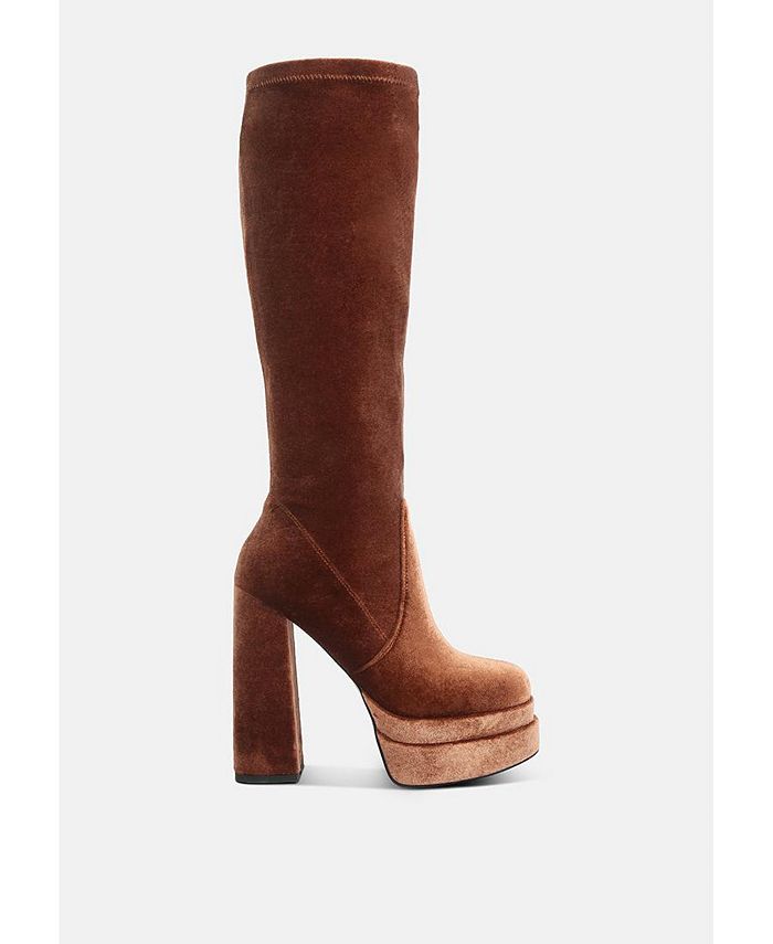 London Rag lazuli high block heel velvet boot - Macy's