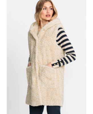 Olsen Long Line Teddy Vest with Hood - Macy's