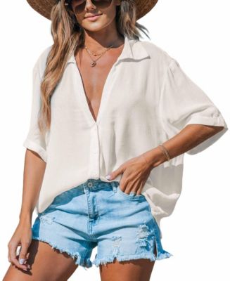 Women's Semi-Sheer Cover-Up Shirt - Macy's
