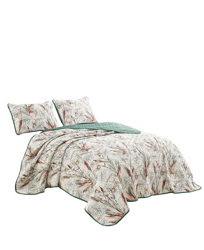 MarCielo 3 Piece Printed Quilt Set Lightweight Bedspread Set Sara ...
