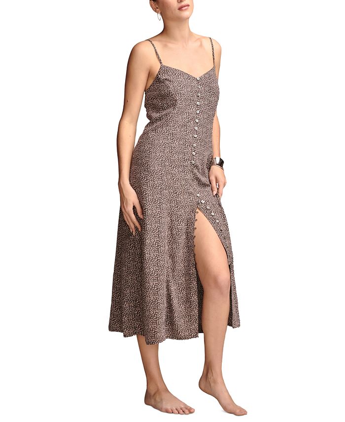 Lucky Brand Women's Printed Button-Front Midi Slip Dress - Macy's