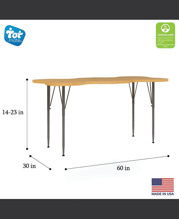 Tot Mate My Place Rectangular Table, Adjustable Height Legs, Table Top ...