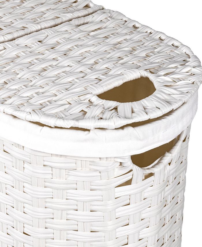 Seville Classics Handwoven Lidded Oval Double Laundry Hamper - Macy's