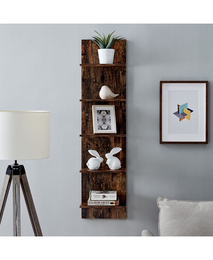 Danya B Pine Grain Finish Wide 5-Tiers Column Wall Shelf - Macy's