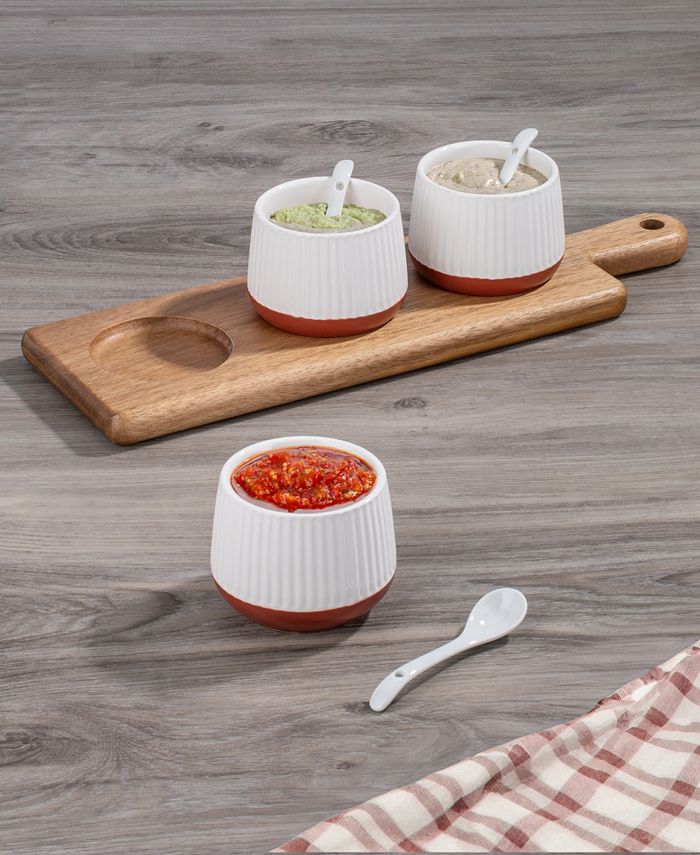 Thirstystone Condiment Bowl with Wooden Board, Set of 3 - Macy's