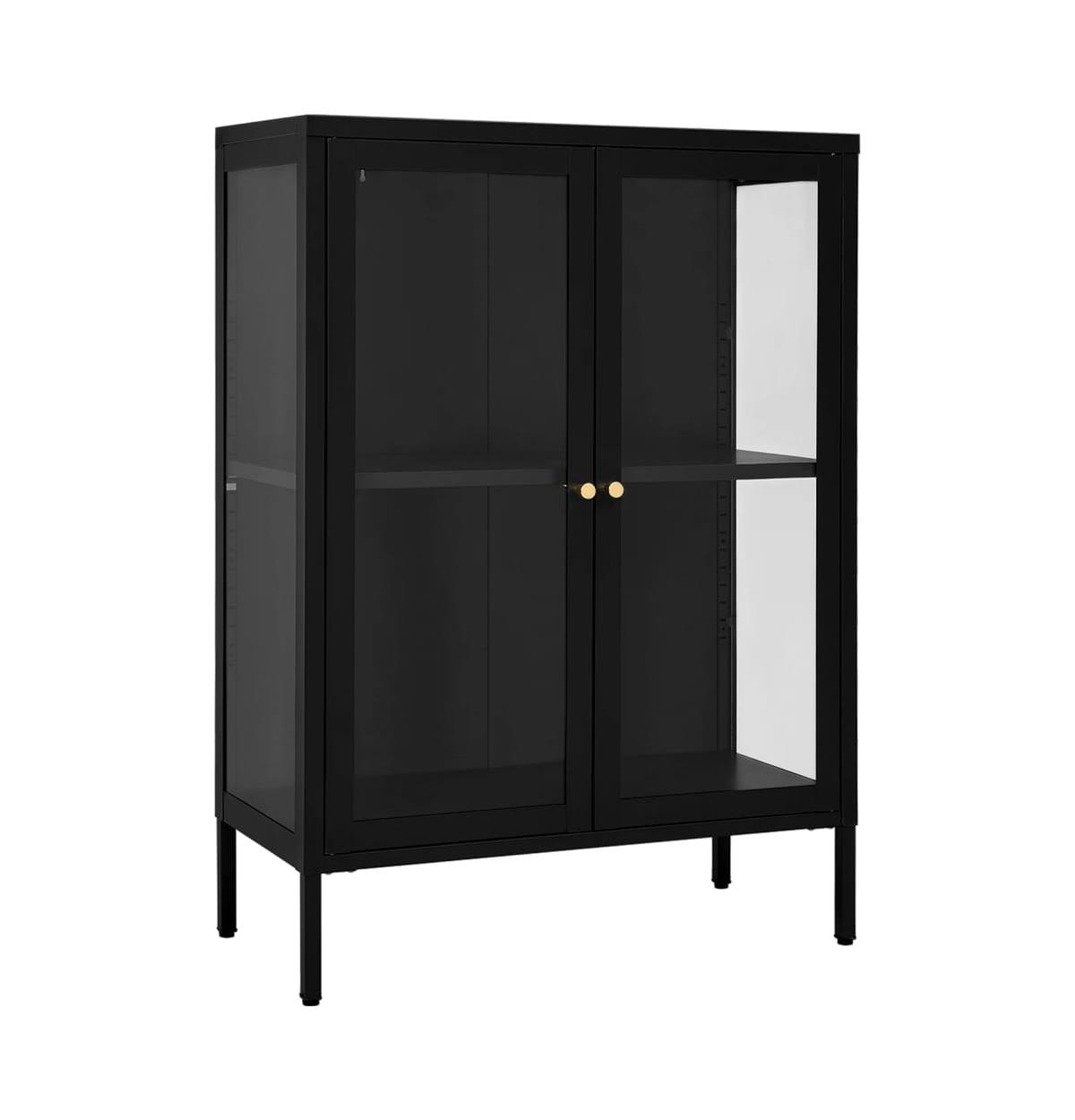 Click here for Sideboard Black 29.5x13.8x41.3 Steel and Glass - B... prices