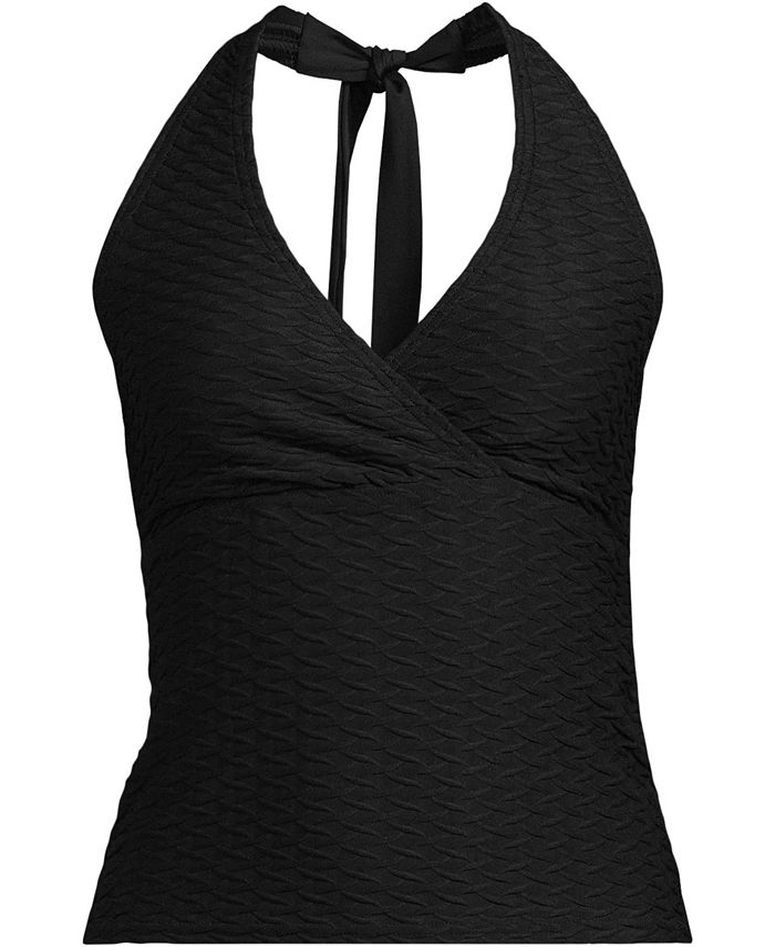 Lands' End Women's Texture Halter Tankini Swimsuit Top - Macy's